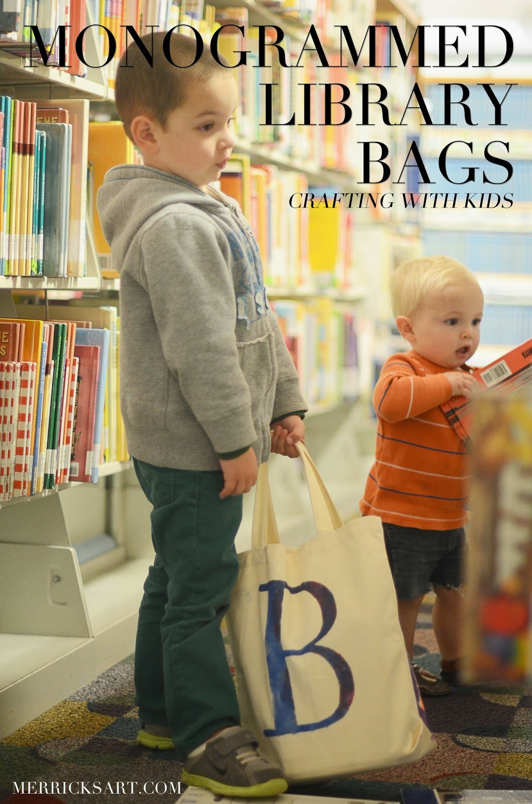 CRAFTING WITH KIDS: MONOGRAMMED LIBRARY BAGS - Merrick's Art