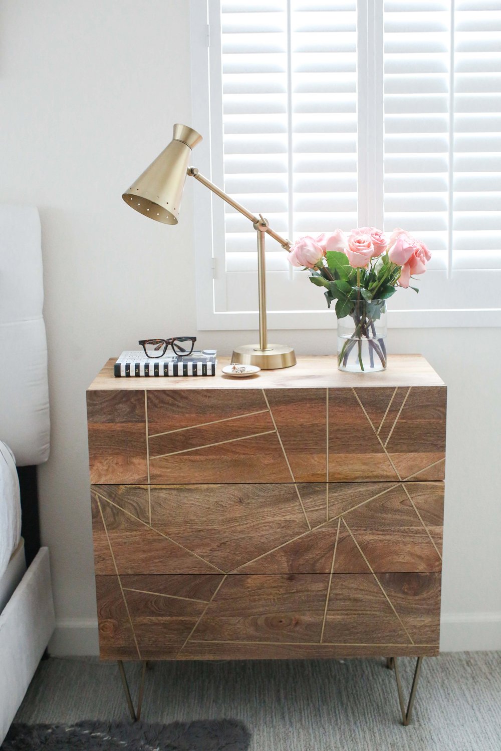 Gold Inlay Wood Dressers in Our Bedroom - Merrick's Art