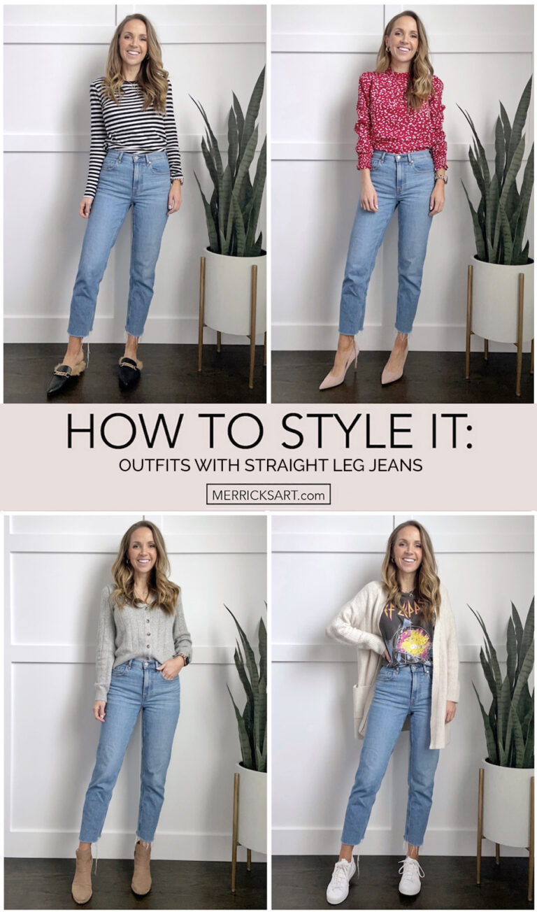 4 Cute Straight Leg Jeans Outfits - Merrick's Art
