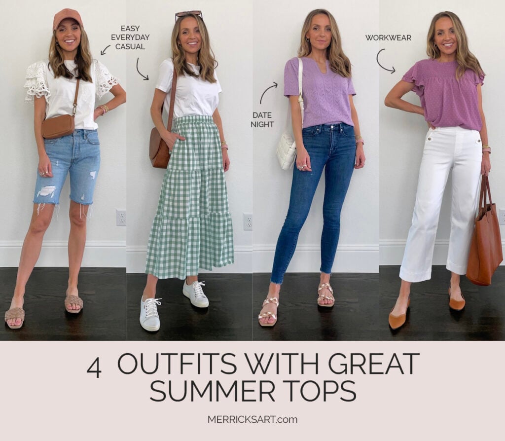 4 Outfits with Fun Summer Tops - Merrick's Art