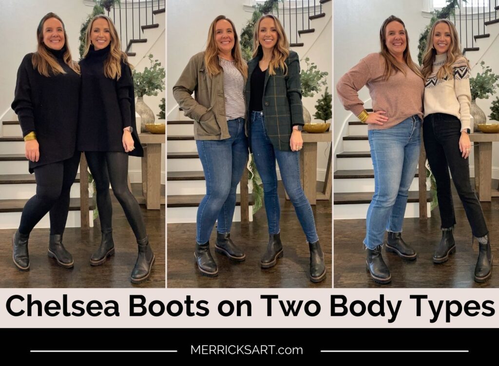 Chelsea Boot Outfits on Two Body Types - Merrick's Art