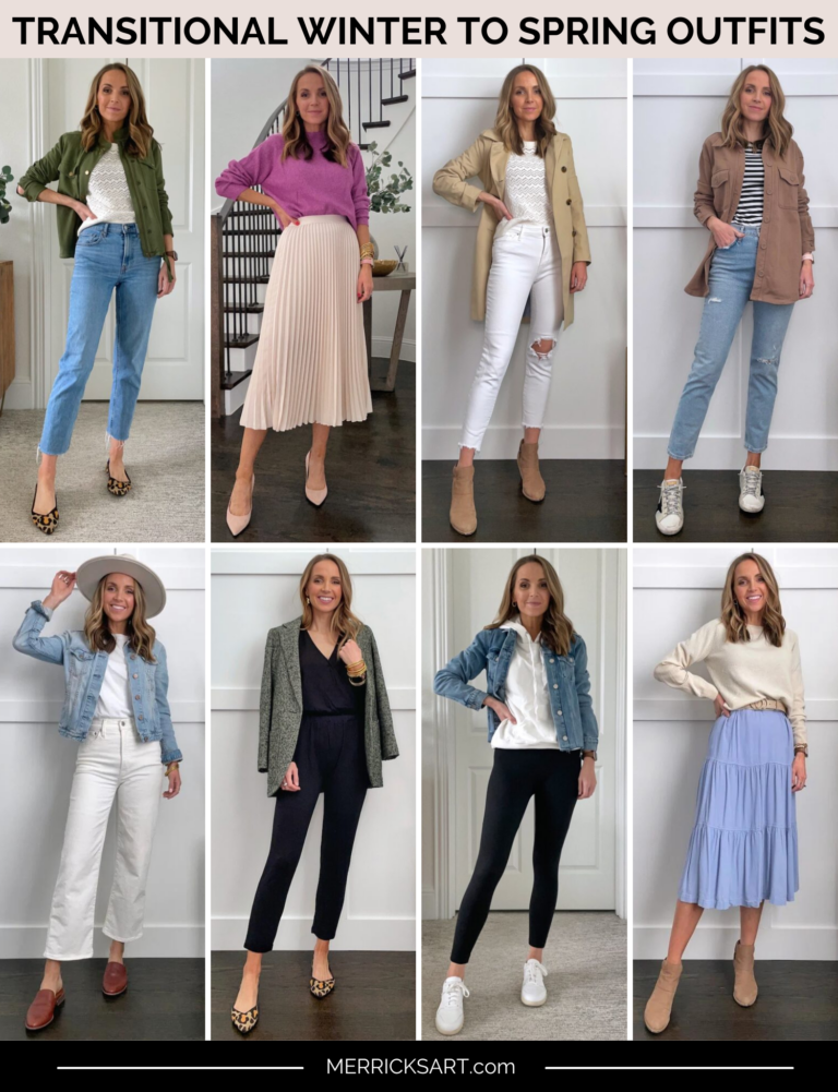 Transitional Winter to Spring Outfits - Merrick's Art