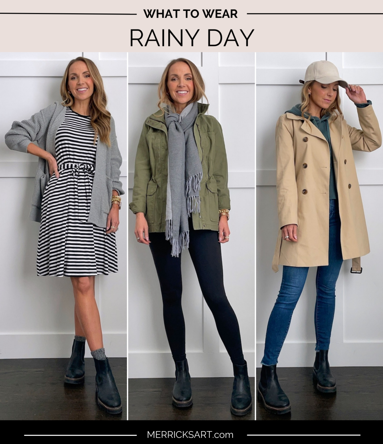 What to Wear on a Rainy Day (3 Easy Outfit Combos) - Merrick's Art