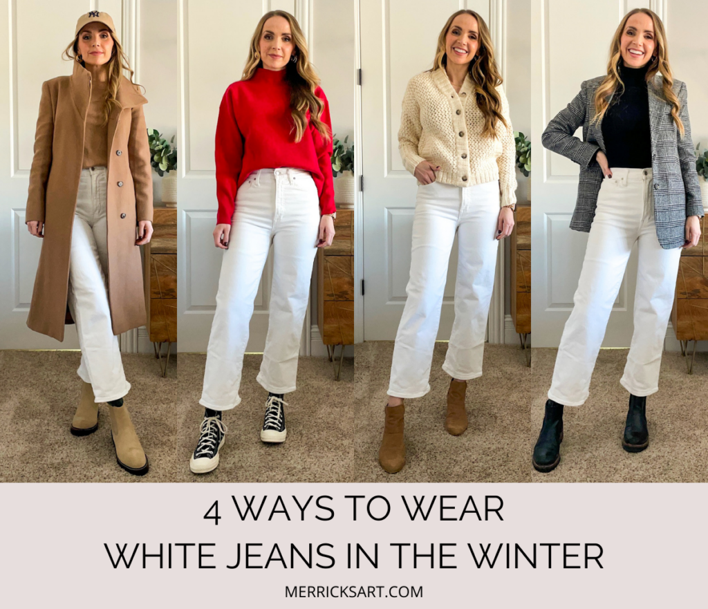 4 Ways to Wear White Jeans in Winter - Merrick's Art